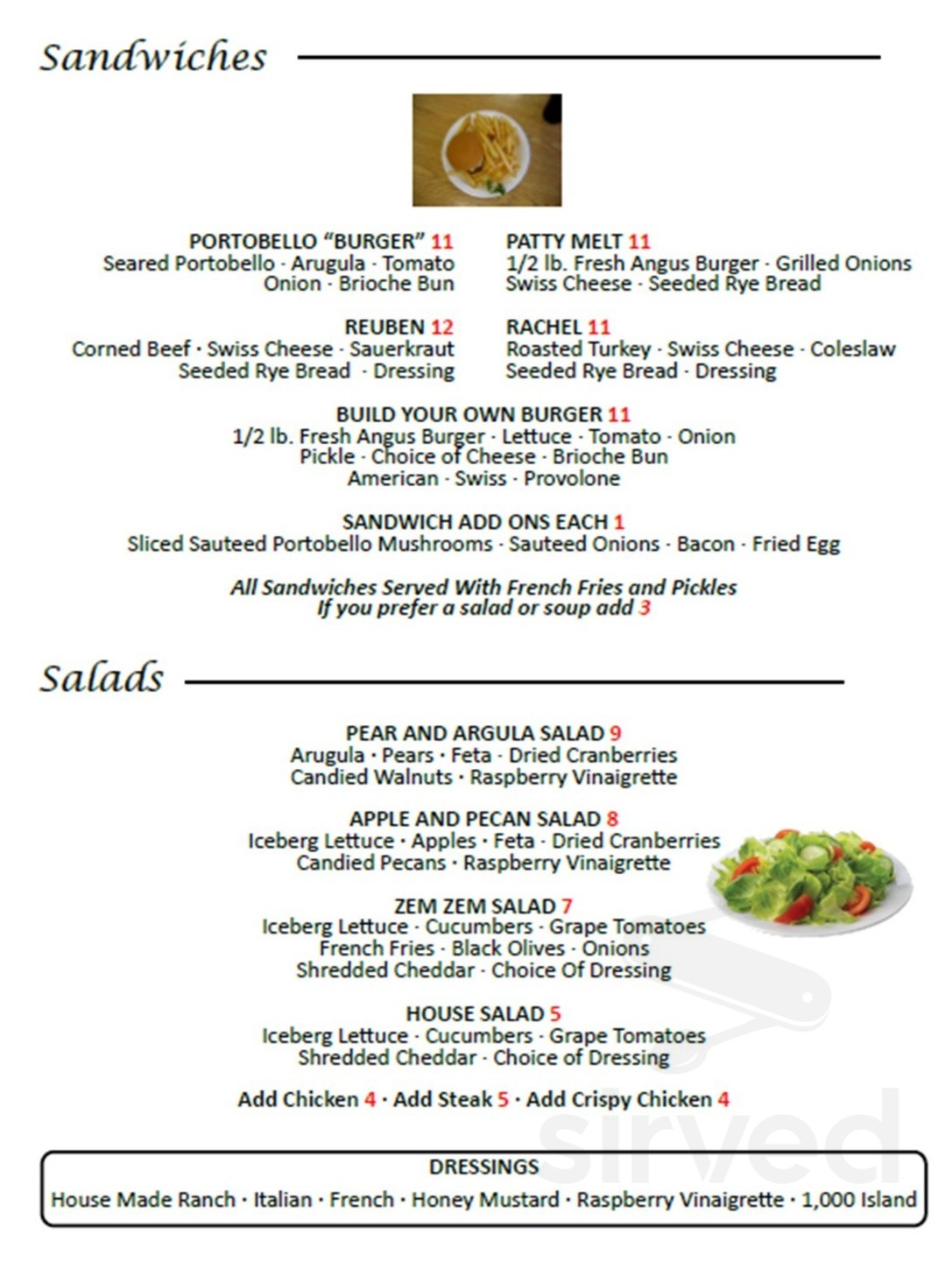Zem Zem Shrine Club menu in Erie, Pennsylvania, USA