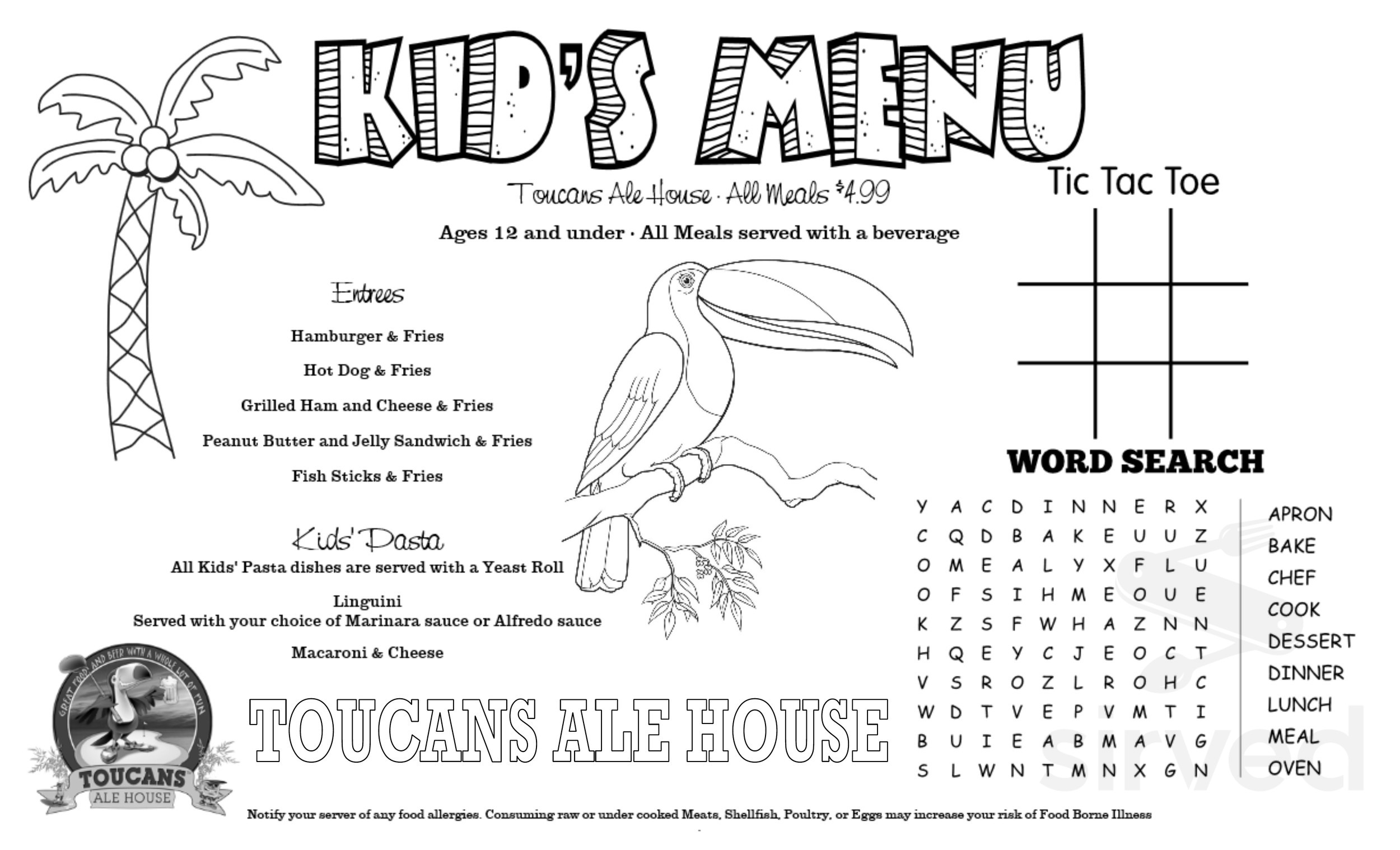 Menu for Toucan's Ale House in Brunswick, GA | Sirved