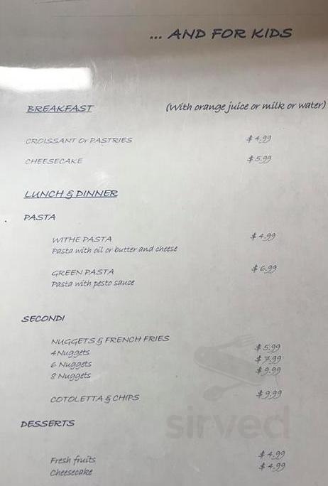 Atmosphere menu in Sarasota, Florida, USA