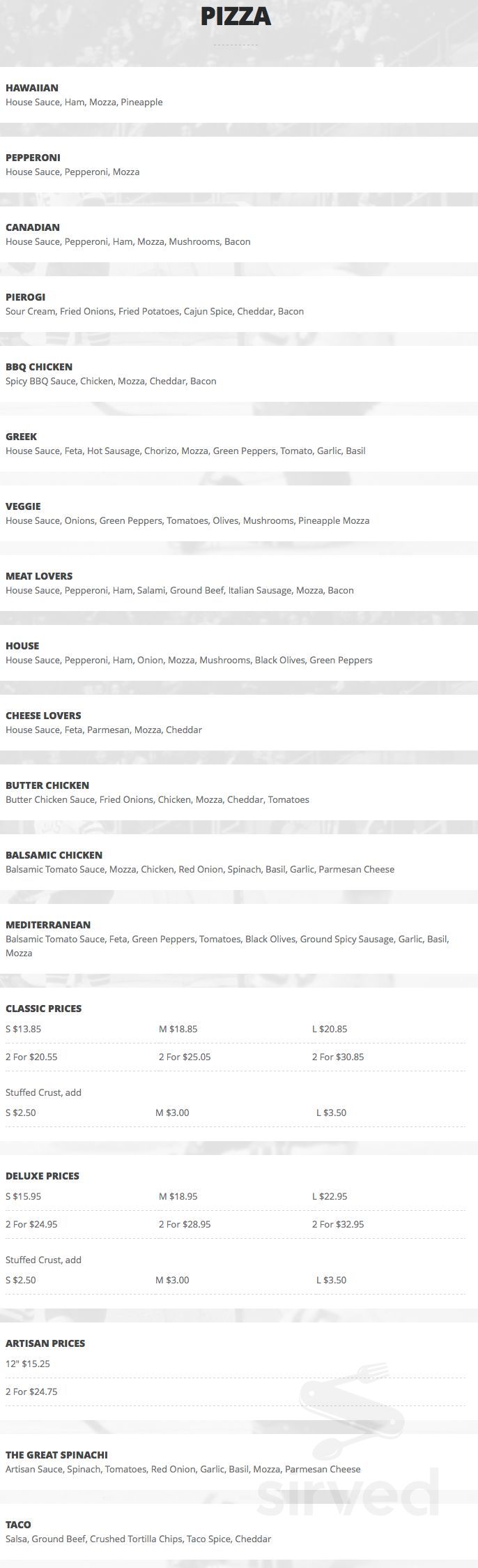 The Bistro menus in Kitimat, British Columbia, Canada