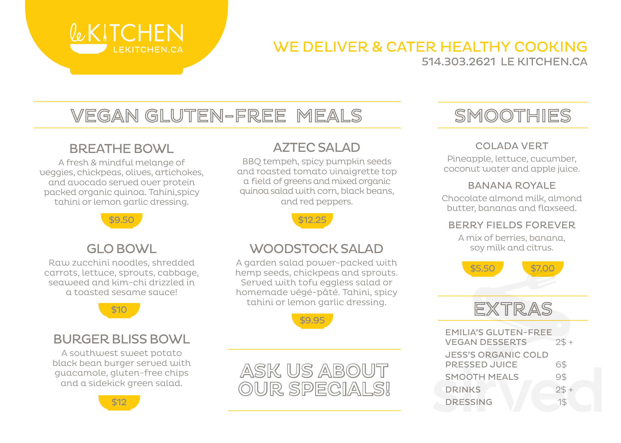 Le Kitchen menu in Montréal, Quebec, Canada