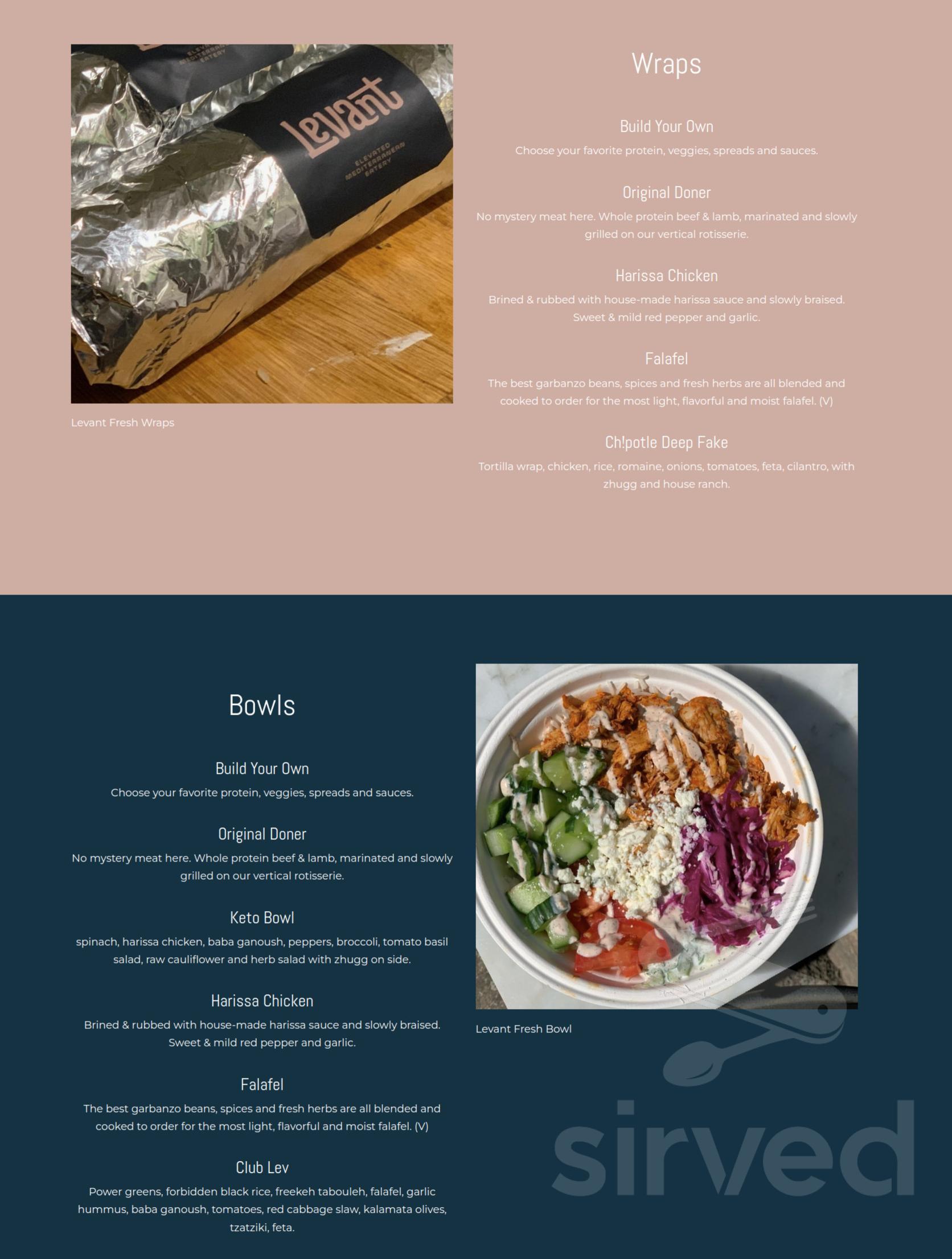 Levant: Elevated Mediterranean Eatery menu in Columbus, Ohio, USA