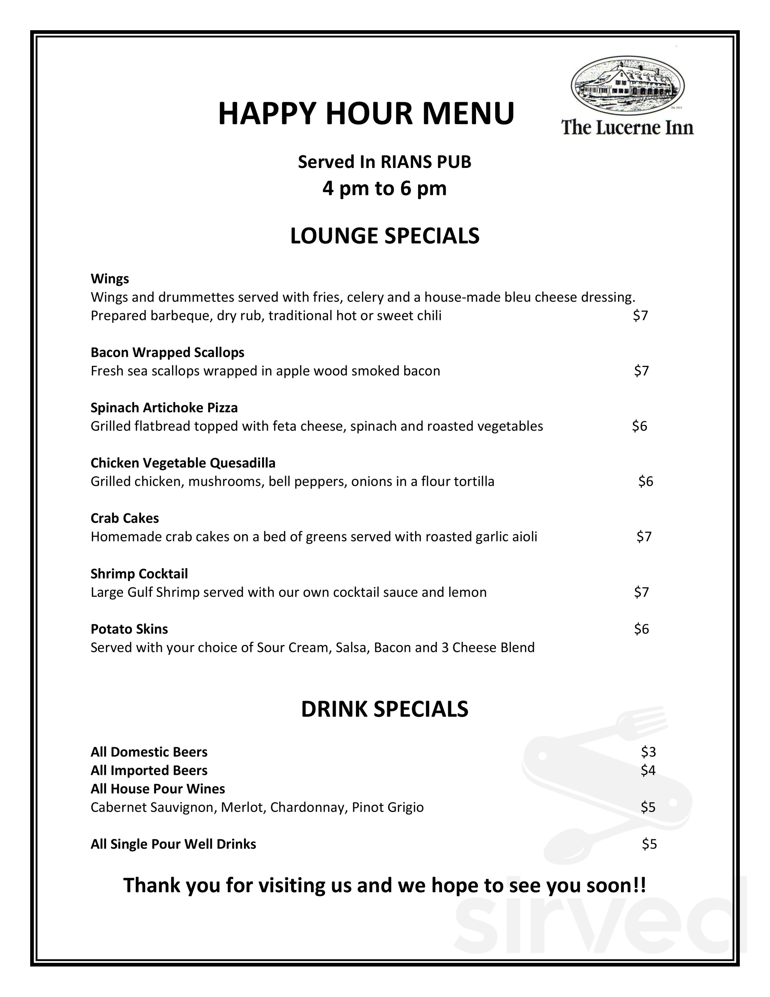 The Lucerne Inn menus in Dedham, Maine, United States