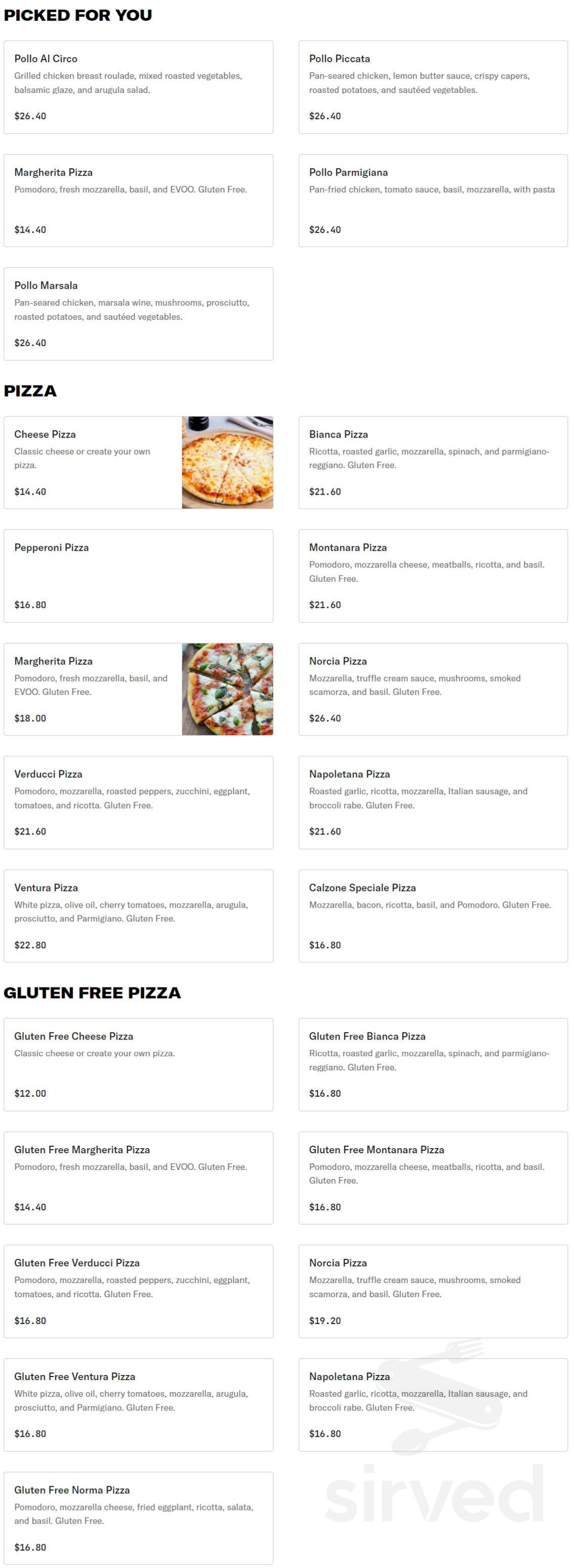 Menu - St. Petersburg FL's Circo Italian Kitchen | Sirved