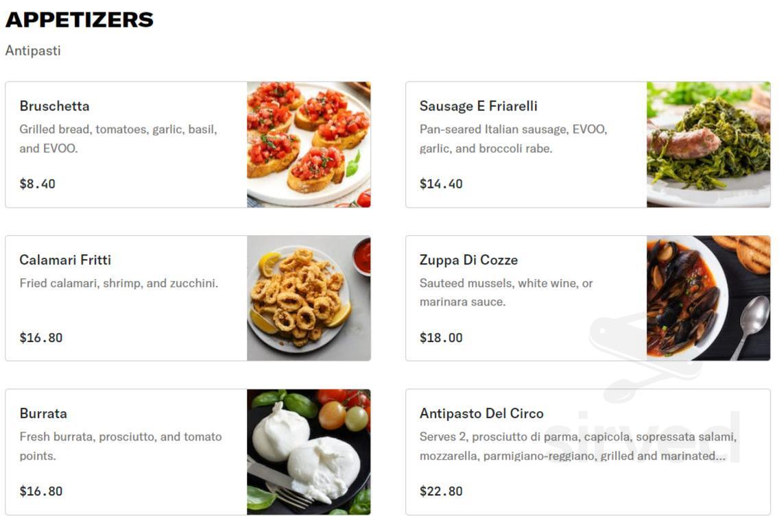 Menu - St. Petersburg FL's Circo Italian Kitchen | Sirved