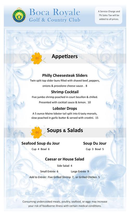 Boca Royale Golf & Country Club menu in Englewood, Florida, USA