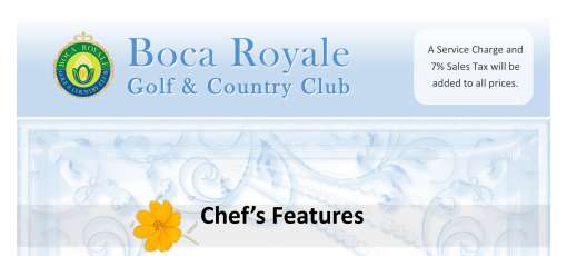 Menu for Boca Royale Golf & Country Club in Englewood, FL | Sirved