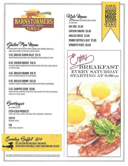 Barnstormer's Grill and Event Center menu in Williamson, Georgia, USA