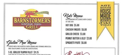 Menu for Barnstormer's Grill and Event Center in Williamson, GA | Sirved