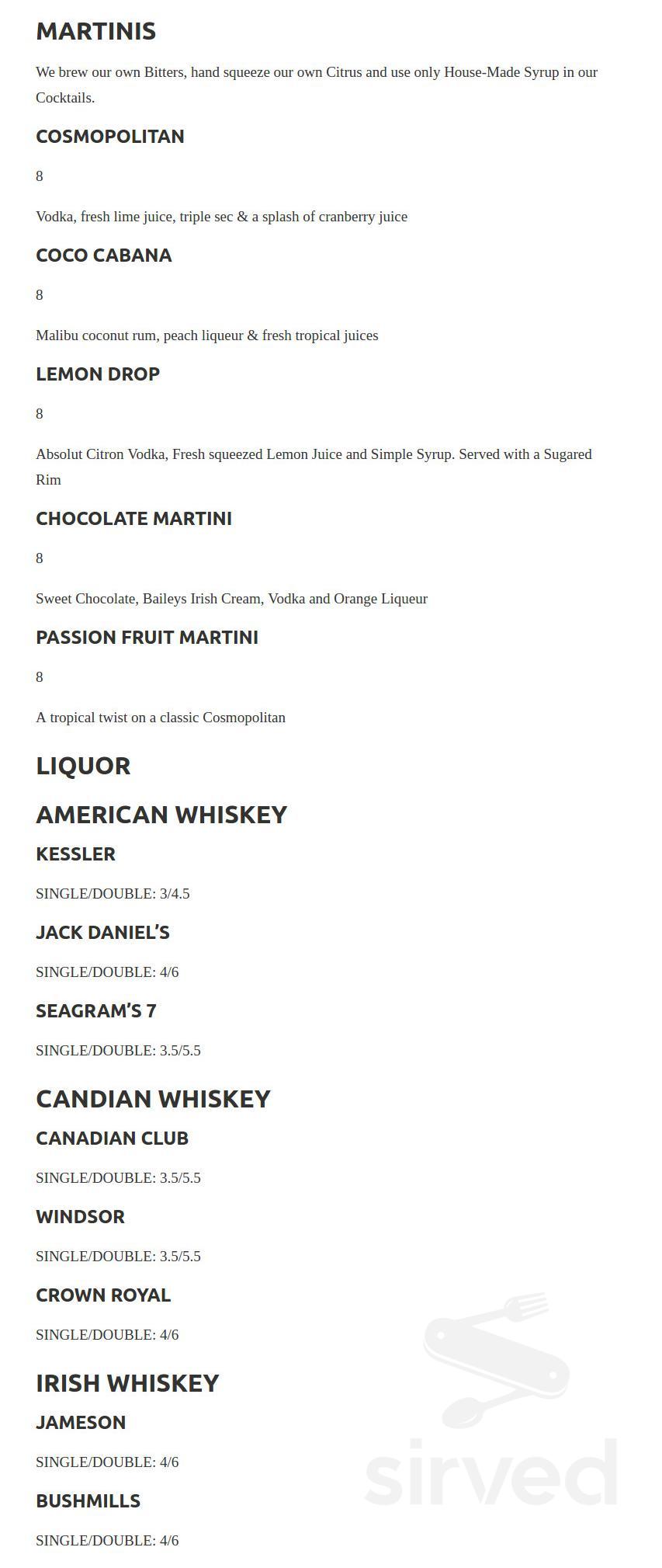 Sconni's Alehouse & Eatery menu in Schofield, Wisconsin, USA