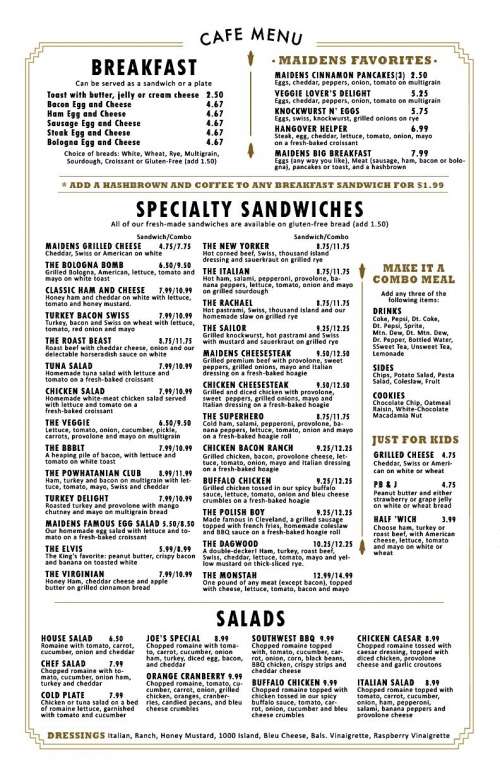 Cafe At Maidens menu in Powhatan, Virginia, USA