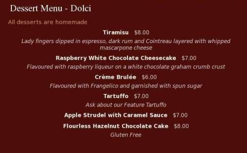 Biagio's Italian Kitchen menu in Ottawa, Ontario, Canada