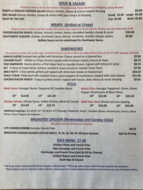 Bean City Bar & Grill menu in New London, Wisconsin, USA