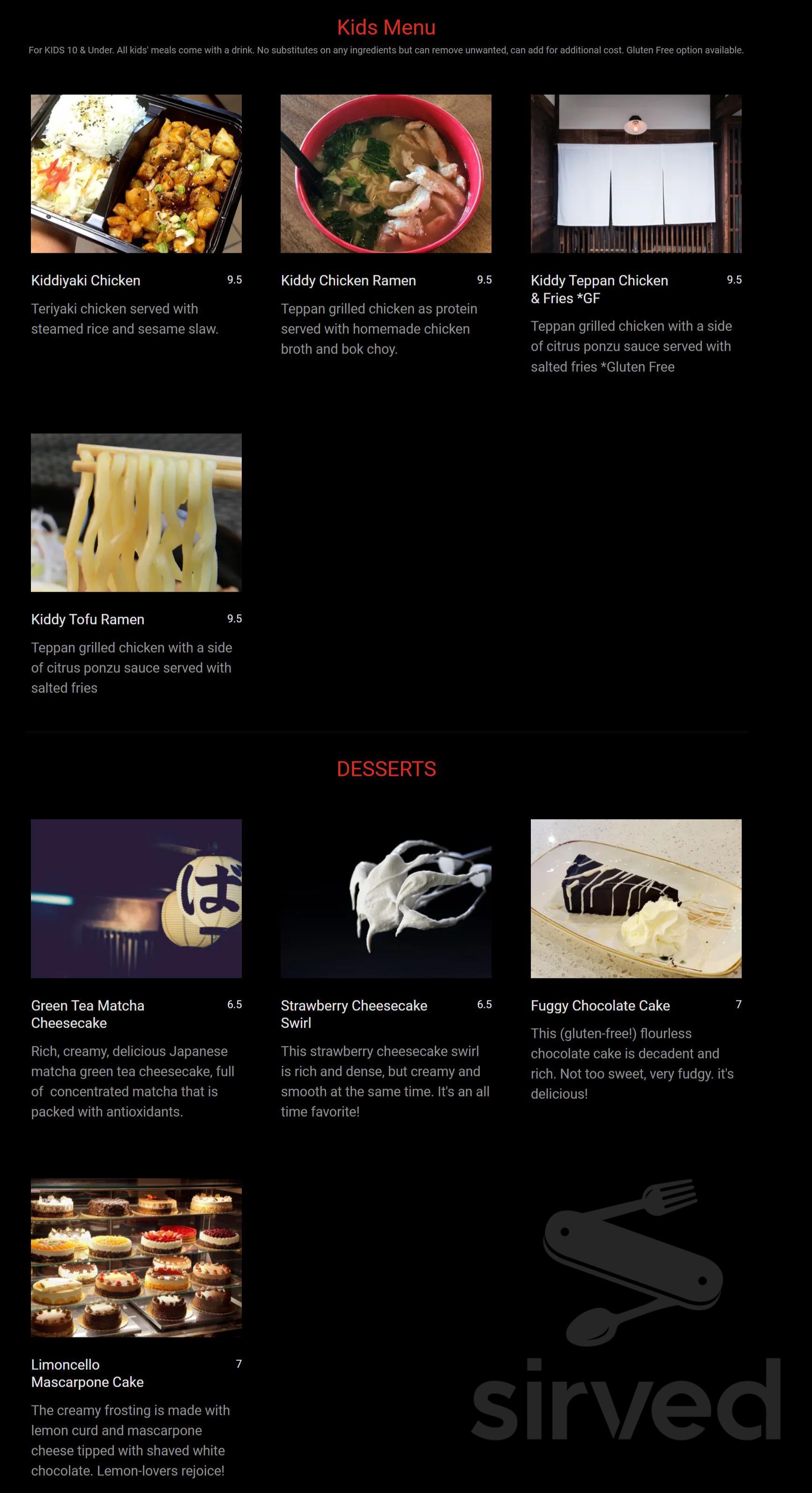 Hotto Hotto Ramen & Teppanyaki menus in Atlanta, Georgia, United States