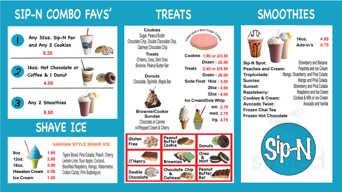 Menu - Payson UT's Sip N Spot | Sirved