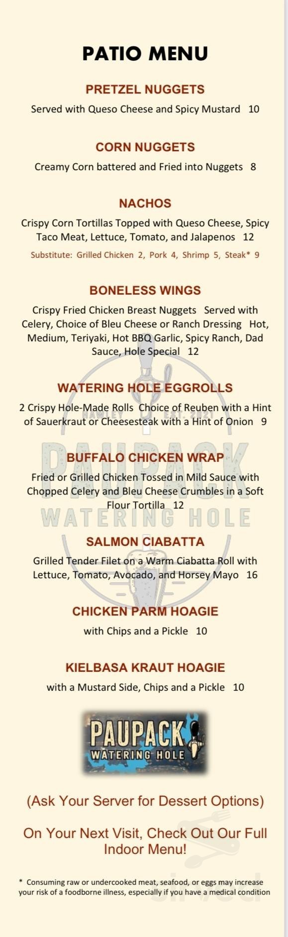Paupack Watering Hole menus in Hawley, Pennsylvania, United States
