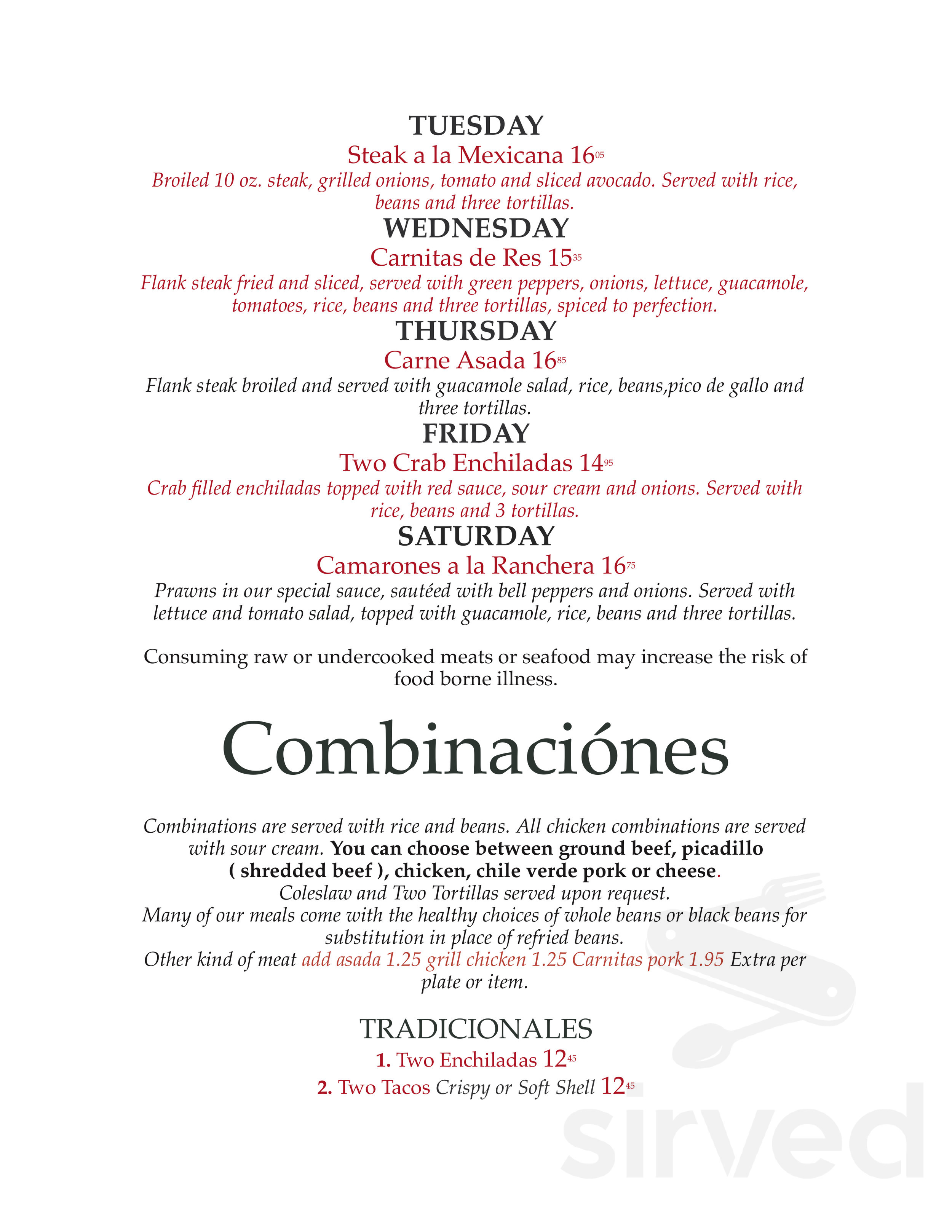 Menu - San Mateo CA's Celia's | Sirved