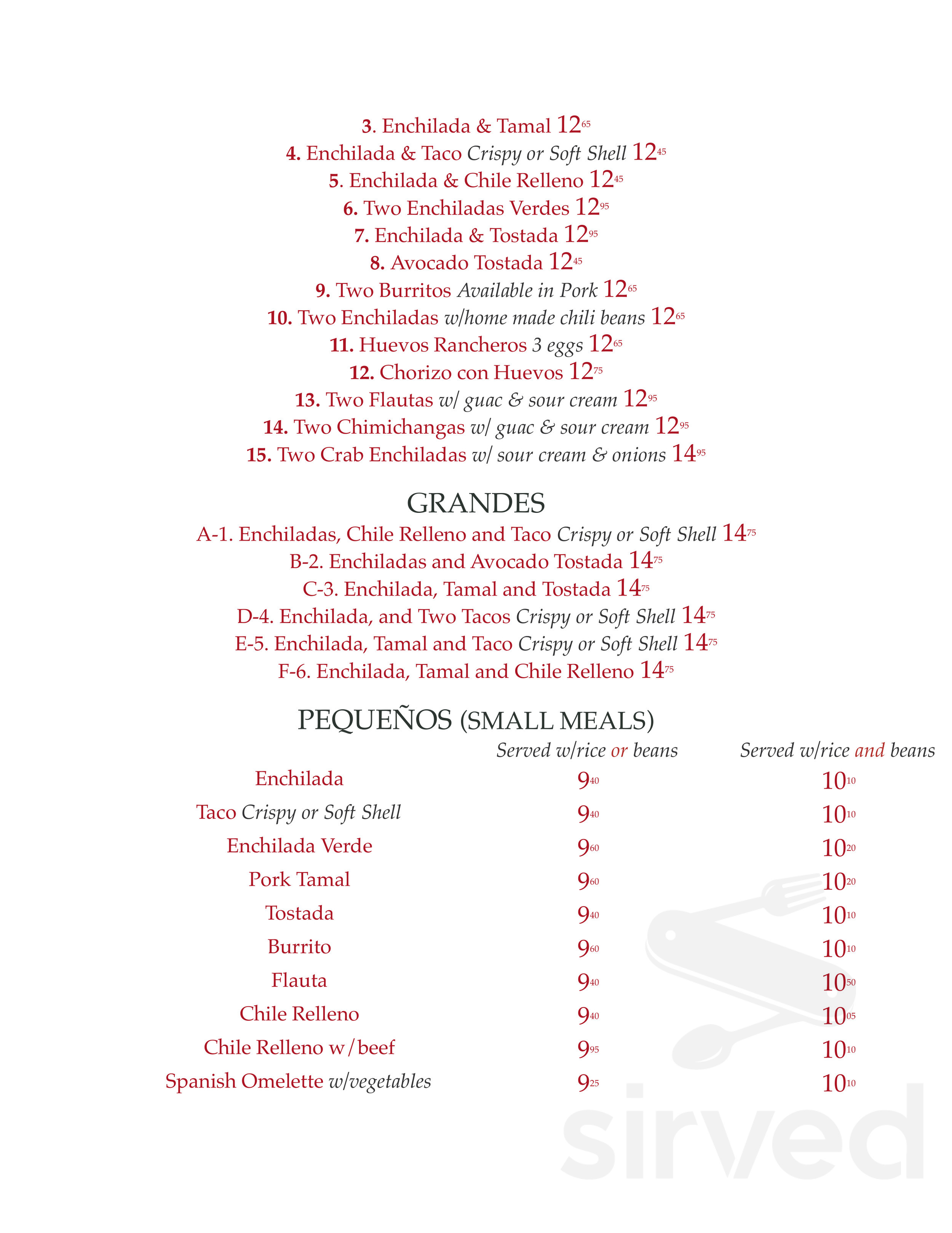 Menu - San Mateo CA's Celia's | Sirved