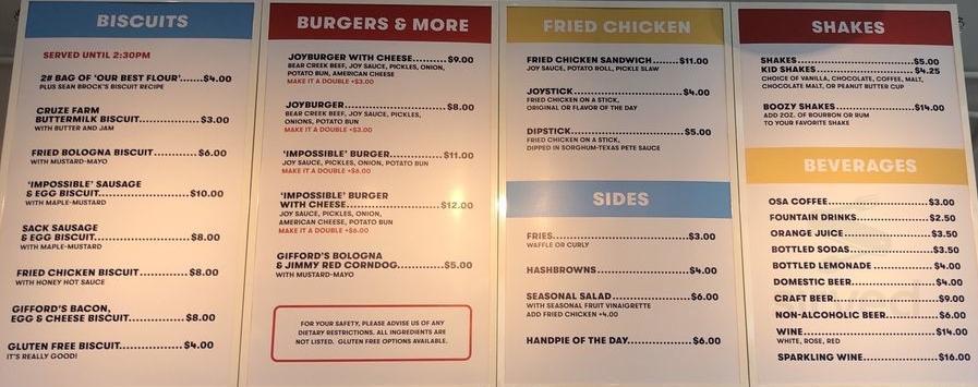 Menu for Joyland Restaurant in Nashville, TN | Sirved