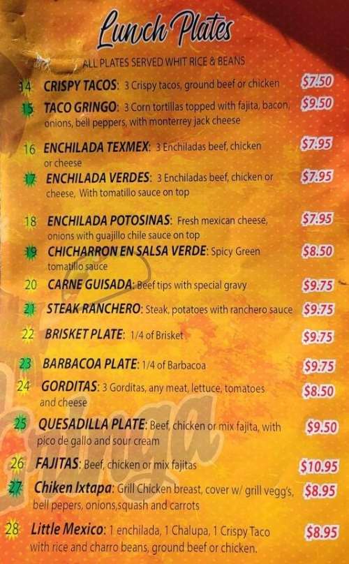 La Gringa Joshua menu in Joshua, Texas, USA