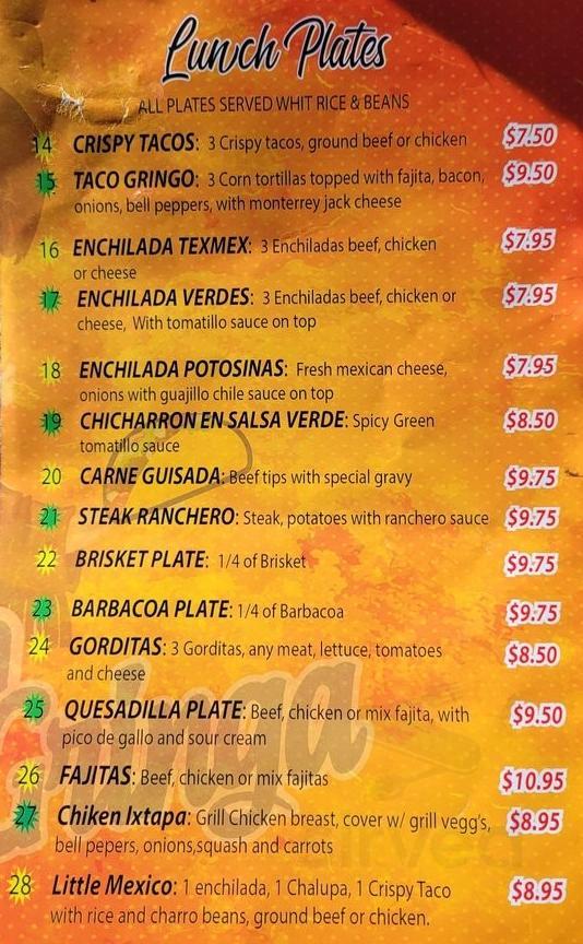 La Gringa Joshua menu in Joshua, Texas, USA