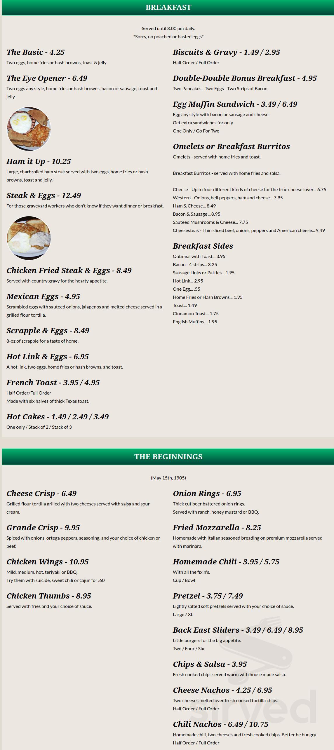 Torrey Pines Pub menu in Las Vegas, Nevada, USA