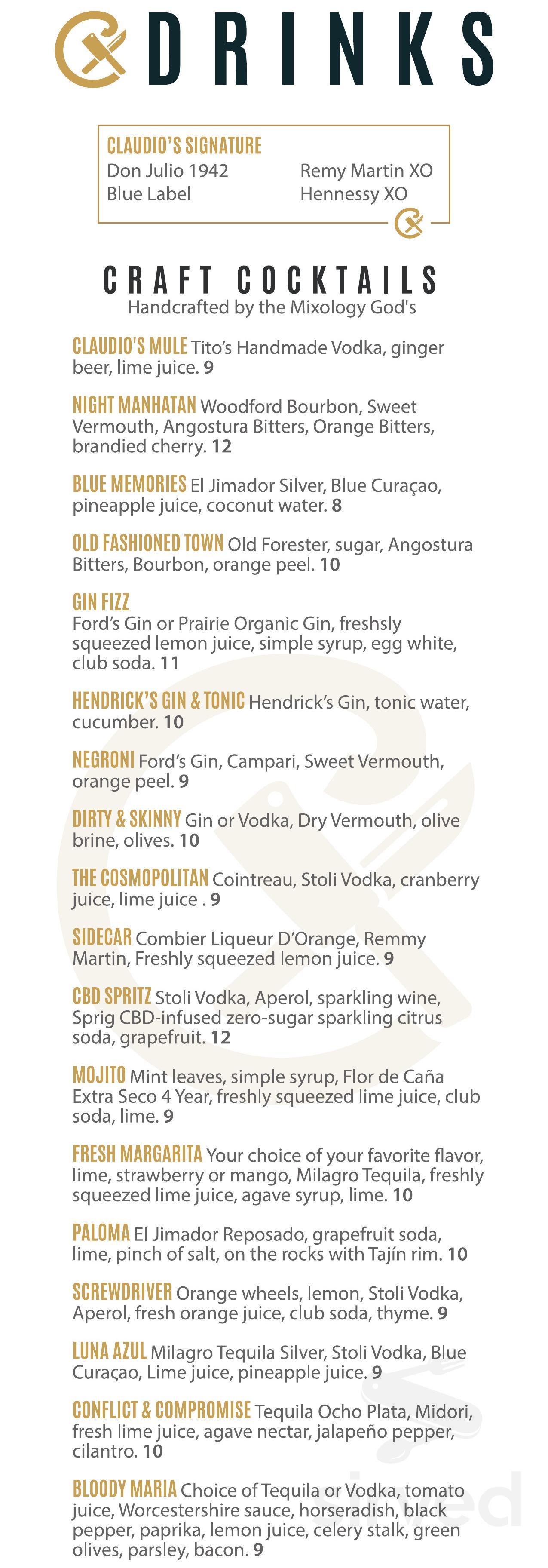 Claudio's Bistro menu in Woodruff, South Carolina, USA