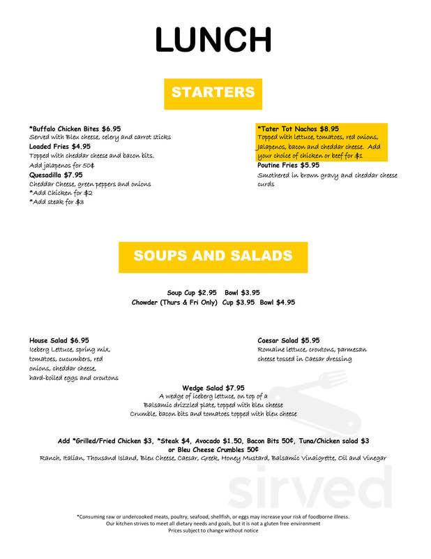 The Yolk Grill menu in Pelham, New Hampshire, USA