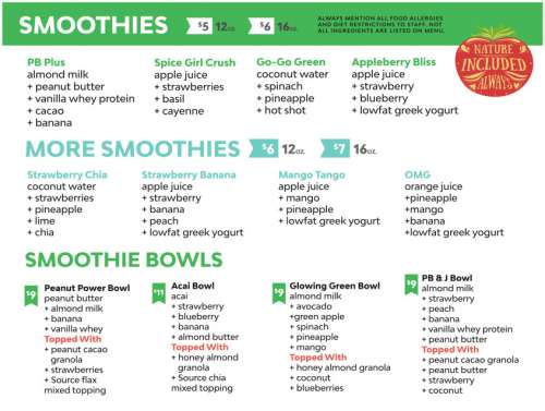 SOURCE Juicery menu in Edwardsville, Illinois, USA