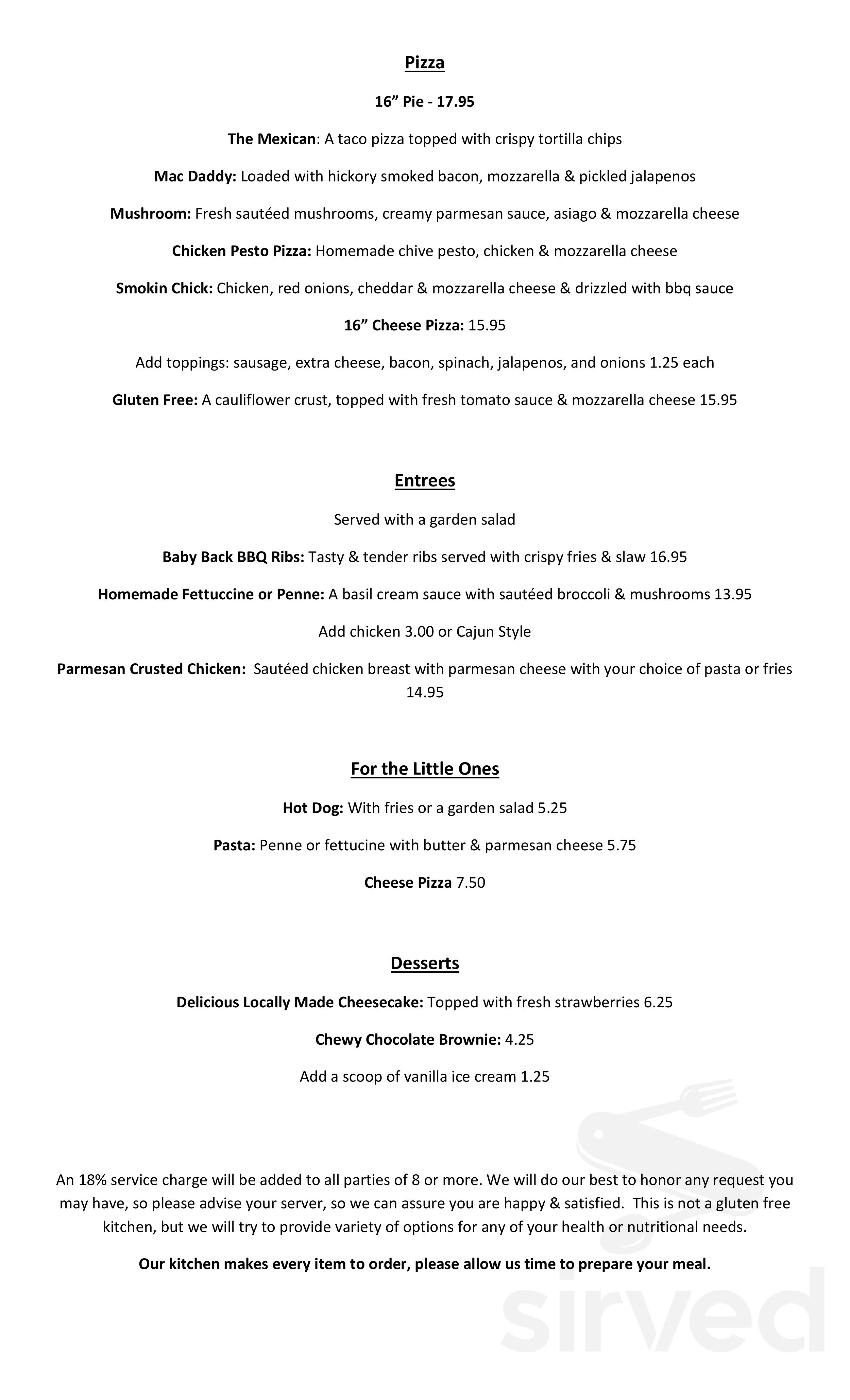 The Ponds Restaurant menu in East Meredith, New York, USA