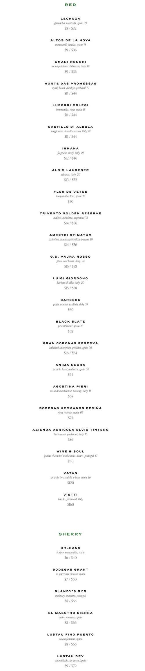 Estelle menu in St Paul, Minnesota, USA