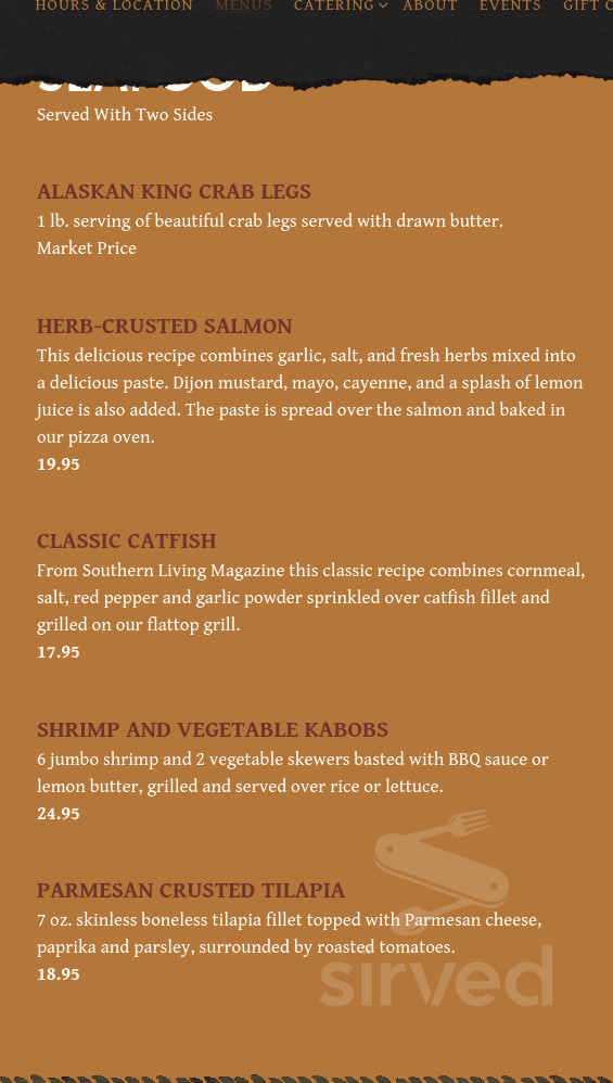 Barnsider Smokehouse BBQ menu in Lake George, New York, USA