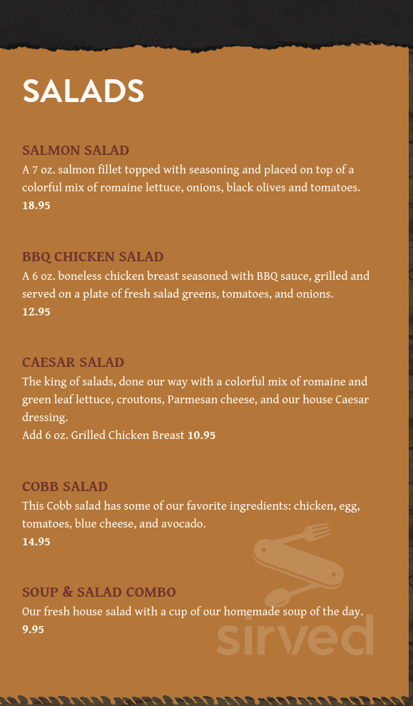 Barnsider Smokehouse BBQ menu in Lake George, New York, USA