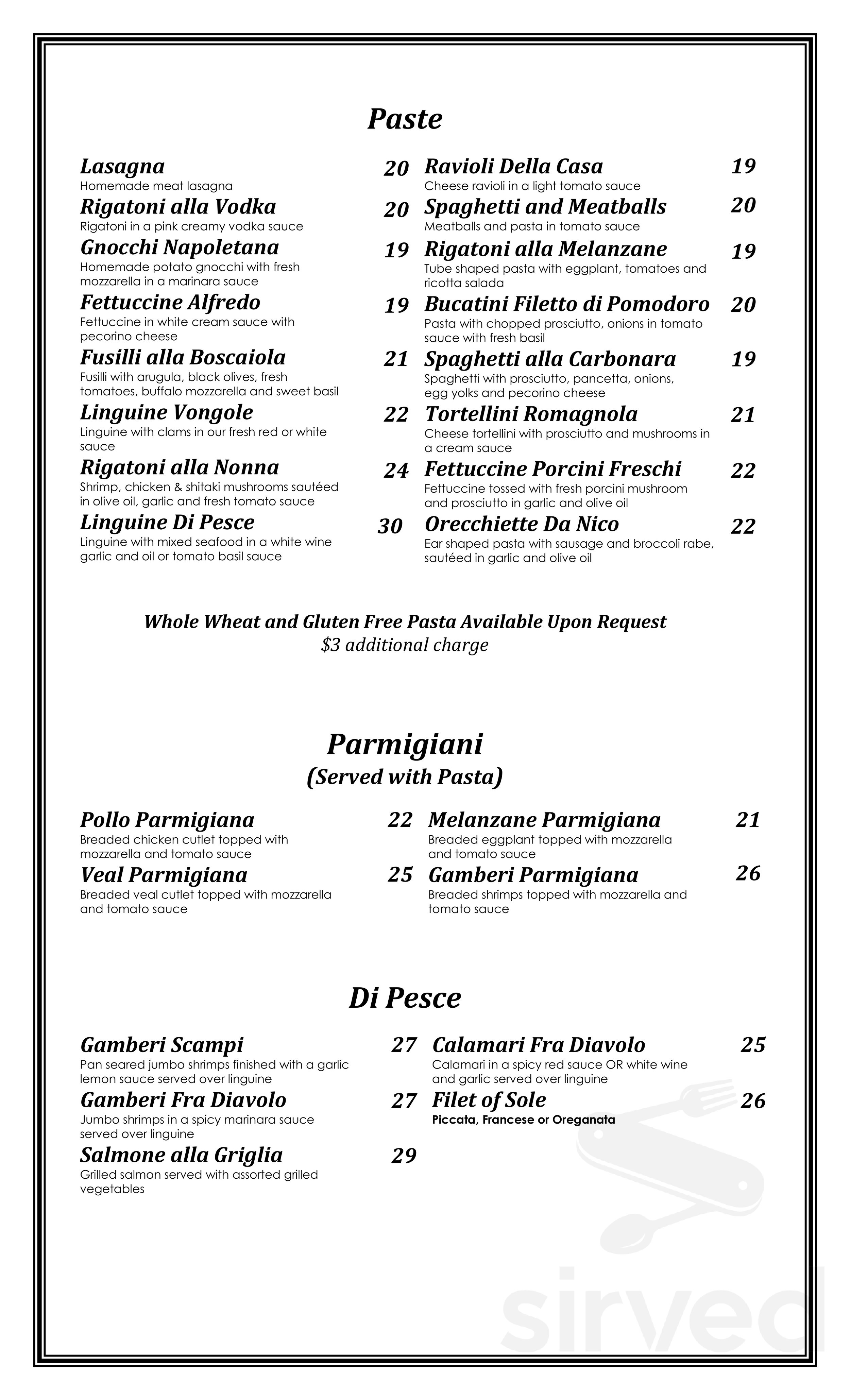 Da Nico menu in New York, New York, USA