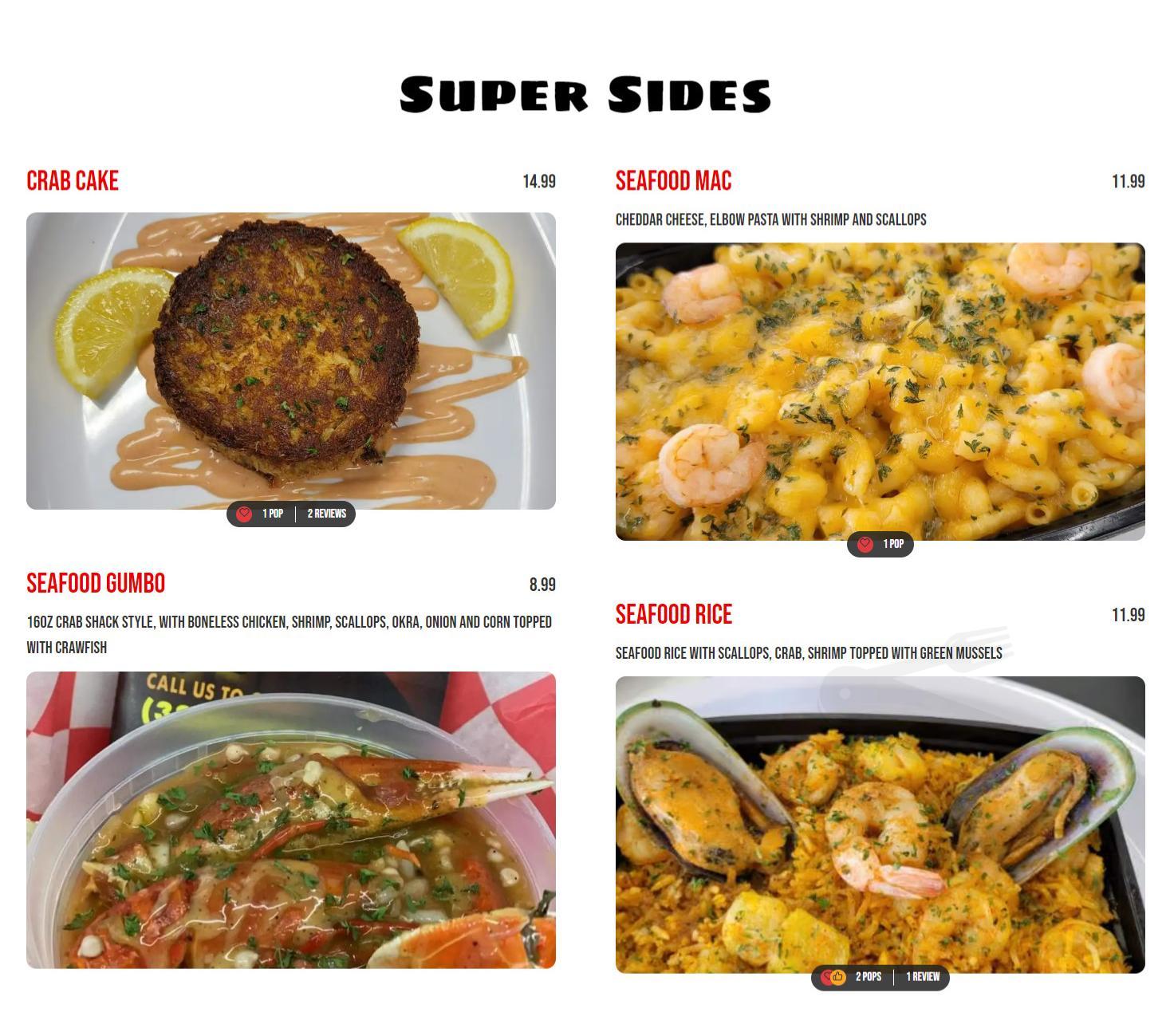 Menu - Bunnell FL's Crab Shack 386 | Sirved