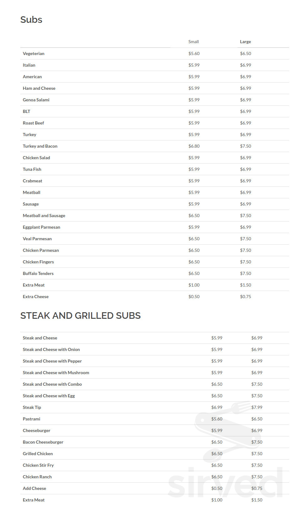 Menu - Bolton MA's Classic Pizza Restaurant III | Sirved