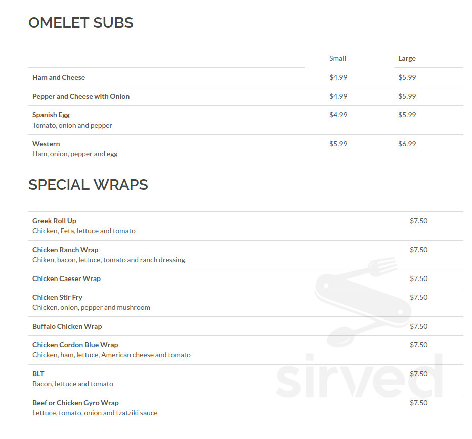 Menu - Bolton MA's Classic Pizza Restaurant III | Sirved