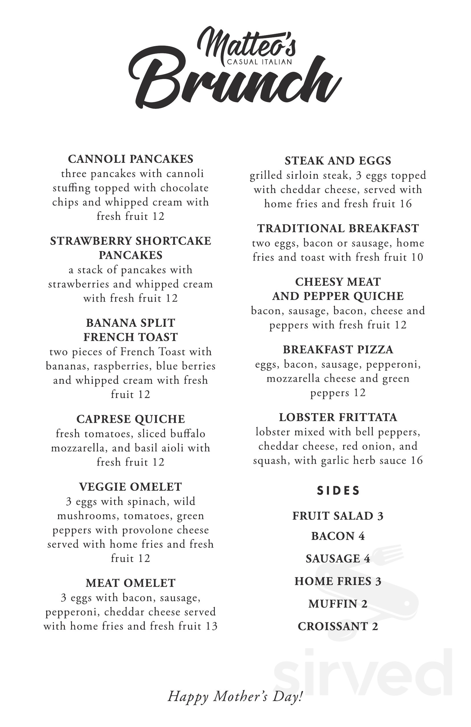 Matteo's Italian Restaurant menu in Olmsted Falls, Ohio, USA