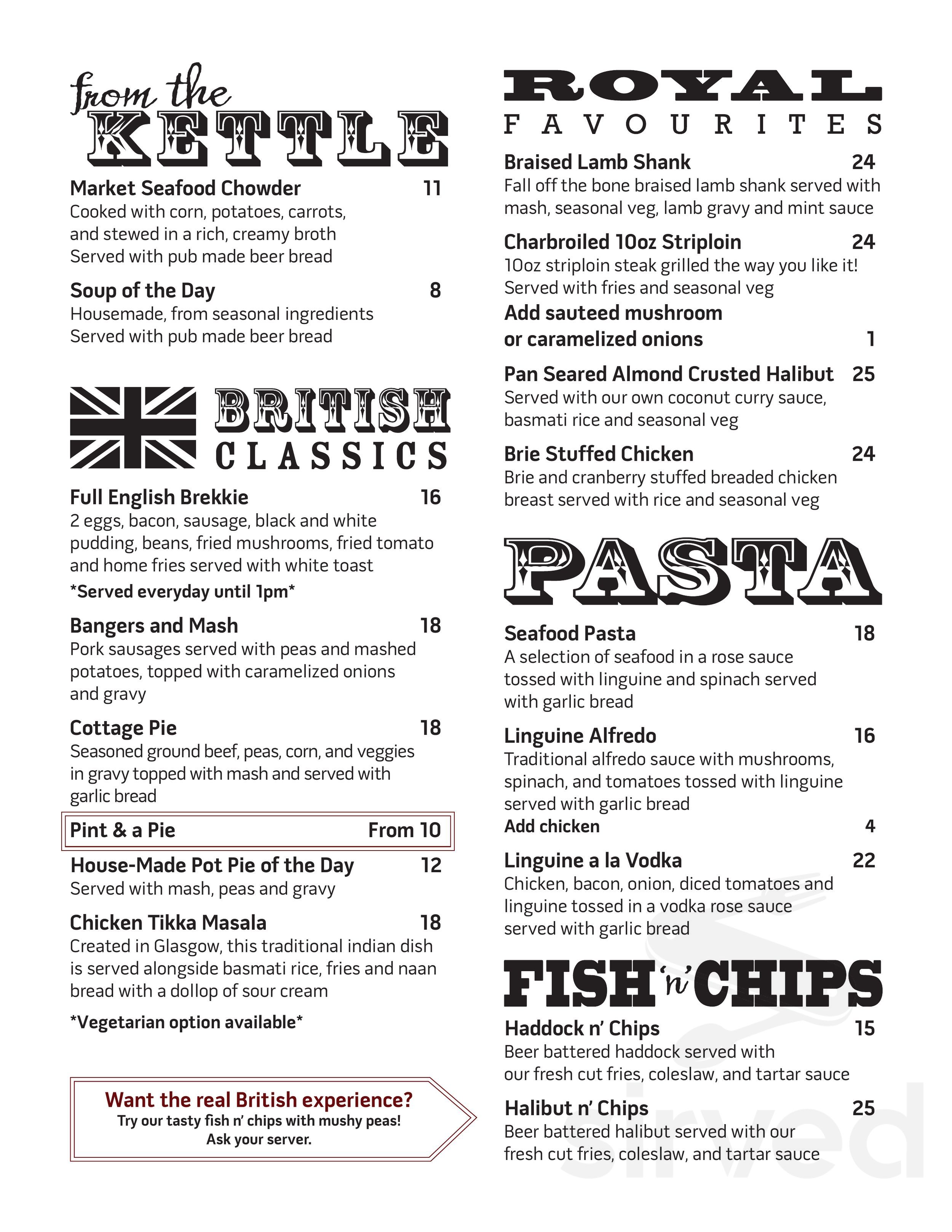 Menu - Victoria Harbour ON's The Quarterdeck Restaurant | Sirved
