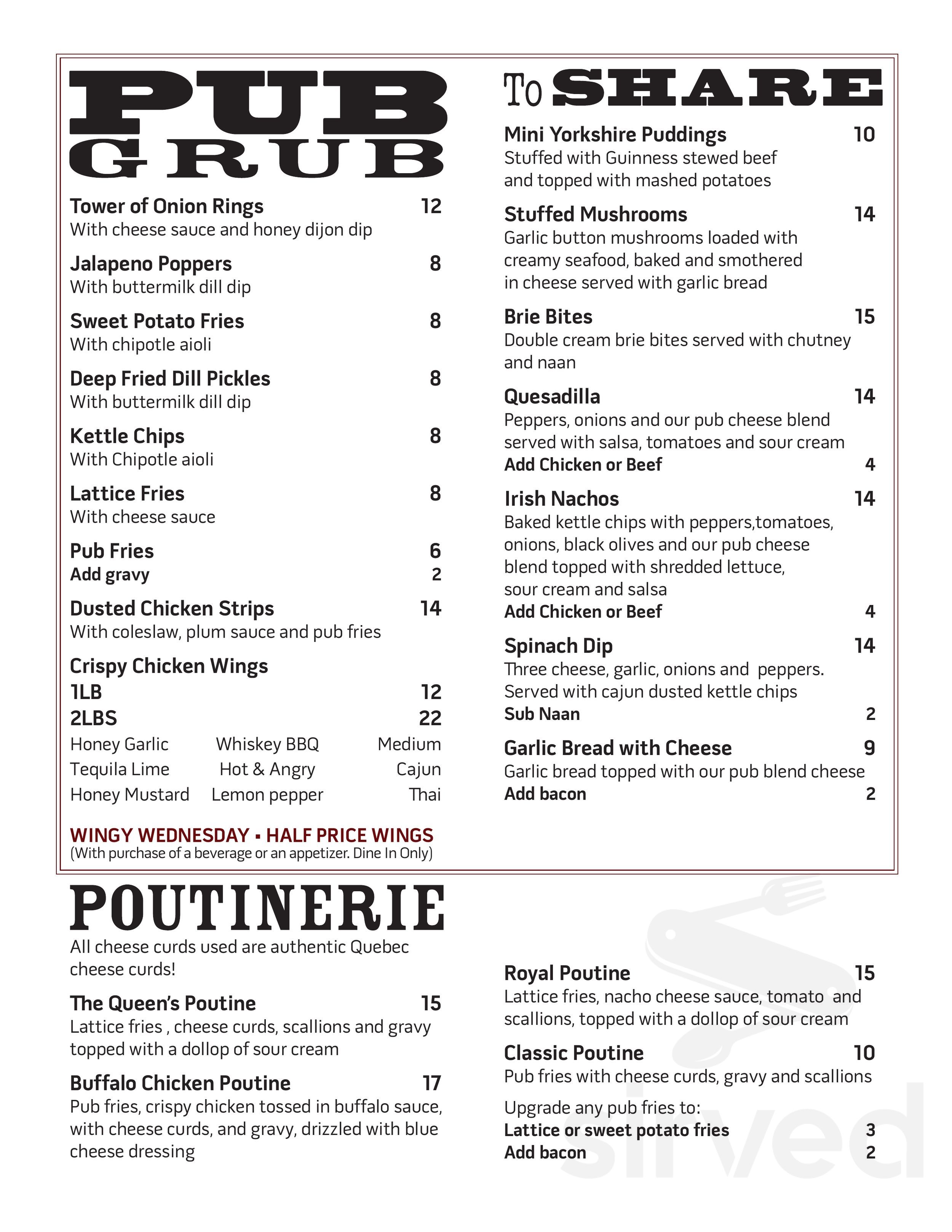 Menu - Victoria Harbour ON's The Quarterdeck Restaurant | Sirved