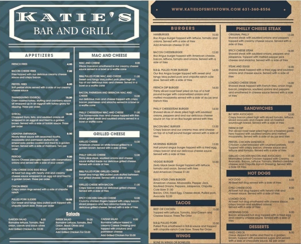 Katies menu in Smithtown, New York, USA