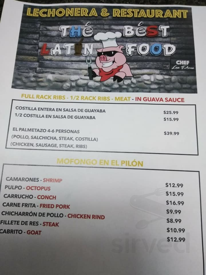 The Best Latin Food Restaurant y Lechonera menu in Tampa, Florida, USA