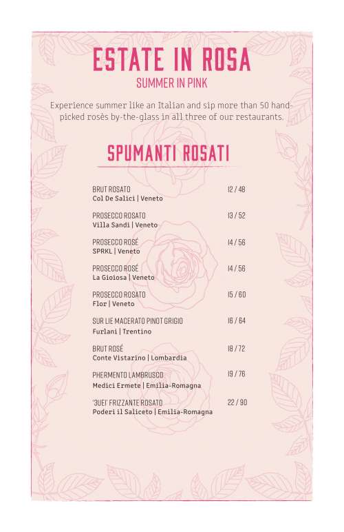 Terra menu in Dallas, Texas, USA