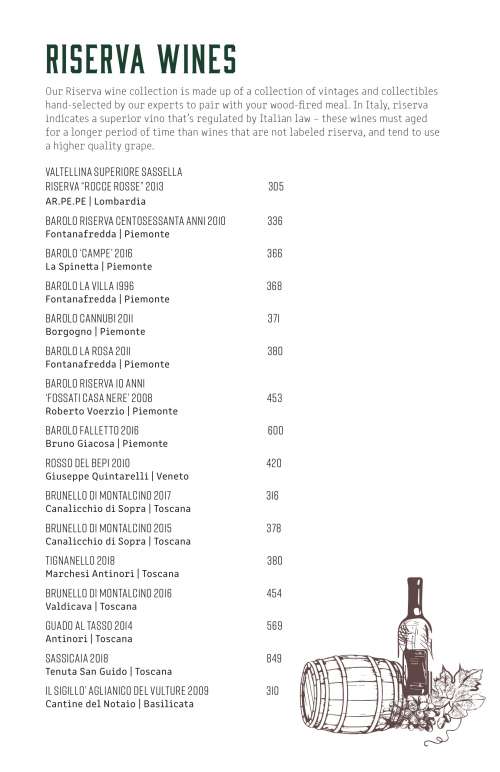 Terra menu in Dallas, Texas, USA