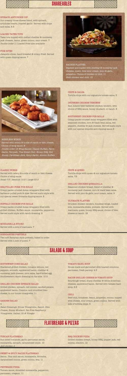 Fox & Hound menu in Dayton, Ohio, USA