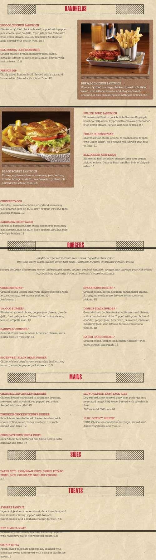 Fox & Hound menu in Dayton, Ohio, USA