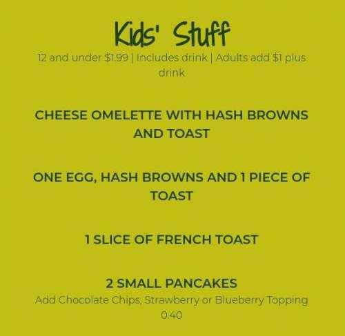 Jake's Eats menu in Mantua, Ohio, USA