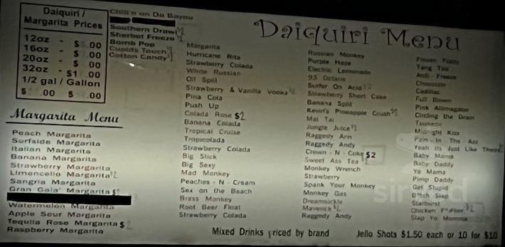 Daiquiri Station menu in Leesville, Louisiana, USA