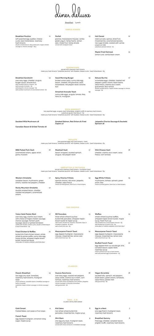 diner deluxe - Mahogany menu in Calgary, Alberta, Canada