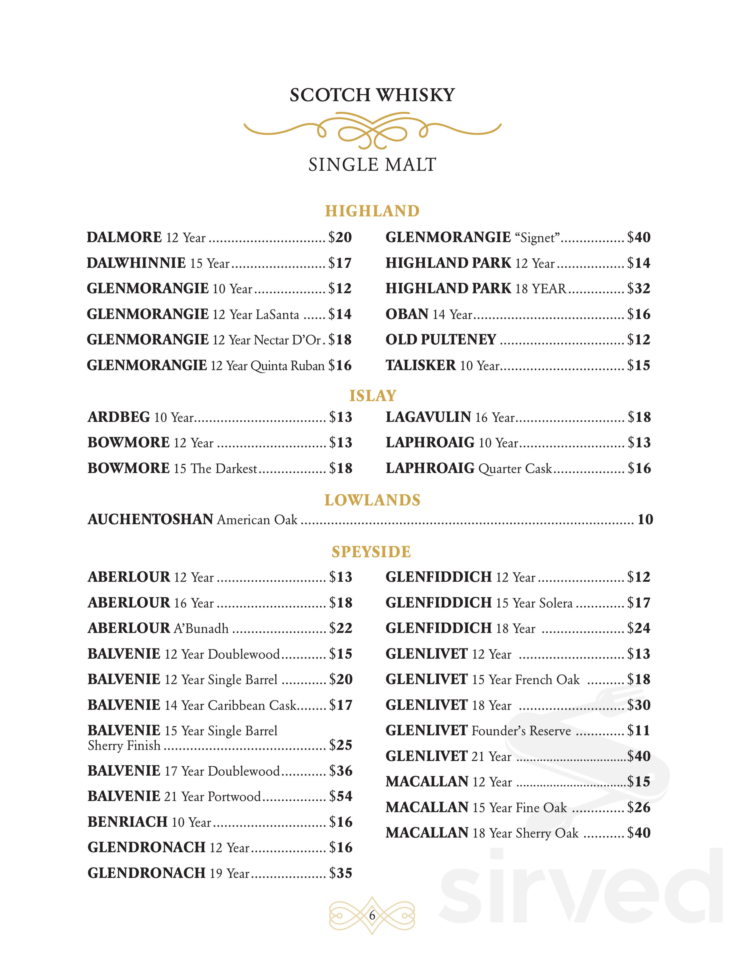 Slow Burn Lounge menu in Portsmouth, New Hampshire, USA